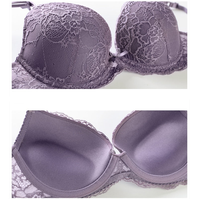 Intricate Dainty Lacy Push-Up Bra With Matching Translucent Panty ...